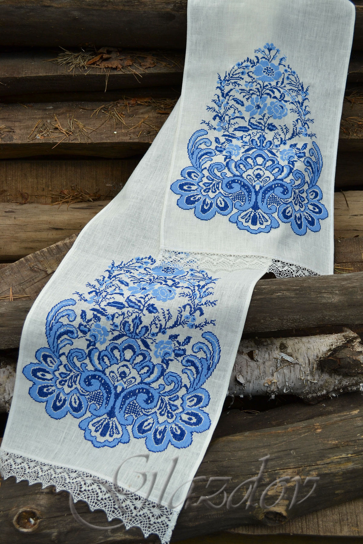 Ukrainian Traditional Embroidered Rushnyk / Blue Embroidery / | Etsy