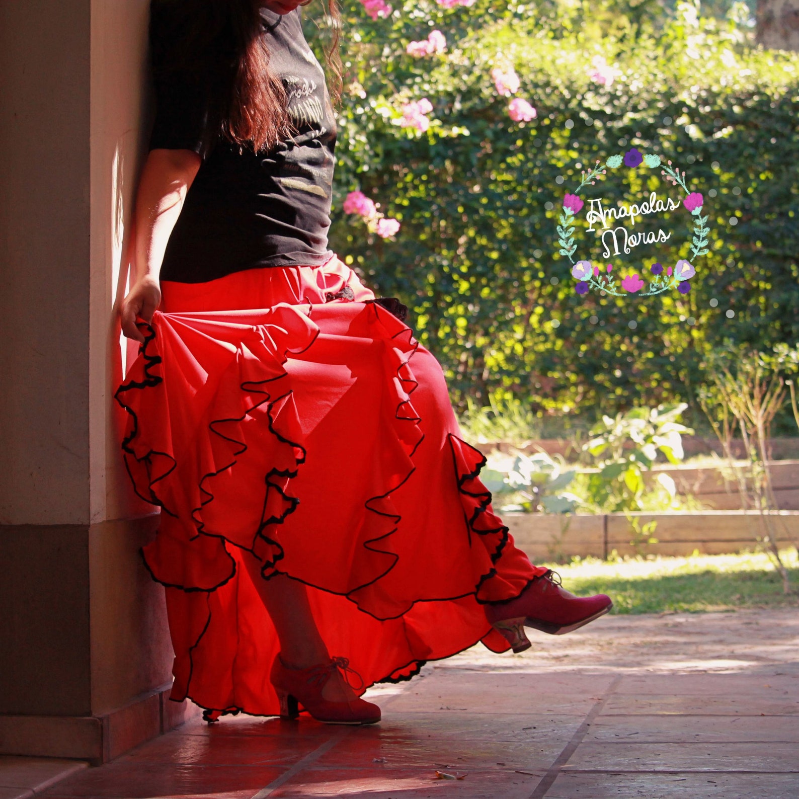 Red Flamenco Skirt Ruffled and Lace Spanish Flamenco Dance | Etsy