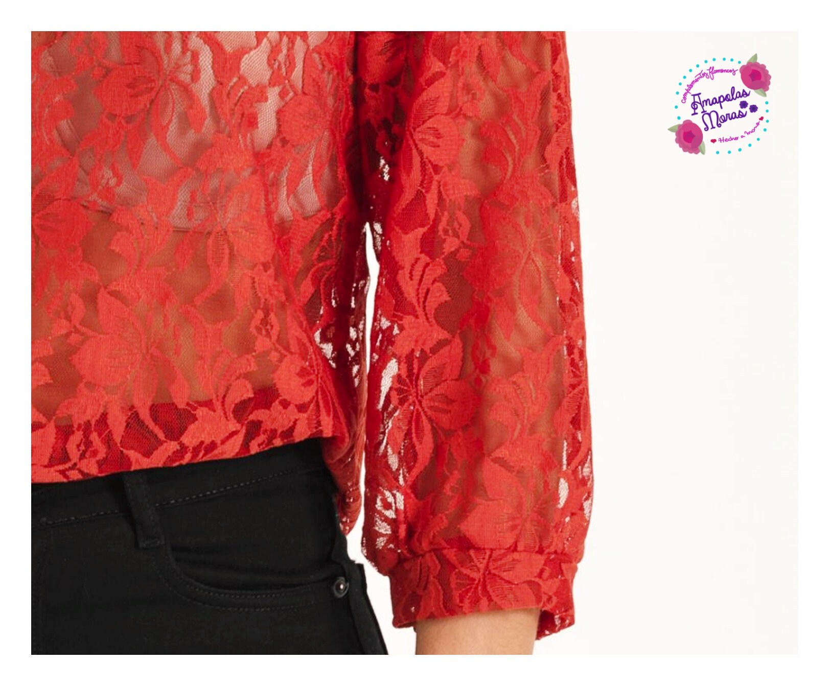 Red Brick Color Lace Flamenco Blouse Top With 3/4 Sleeves. - Etsy