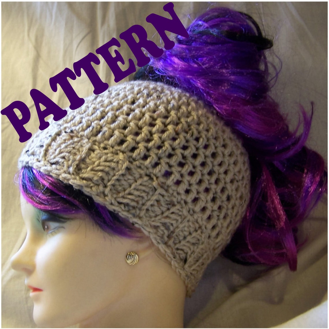 Messy Bun Hat Pattern, Poof Ball Beanie Pattern, Crochet Pattern, High ...