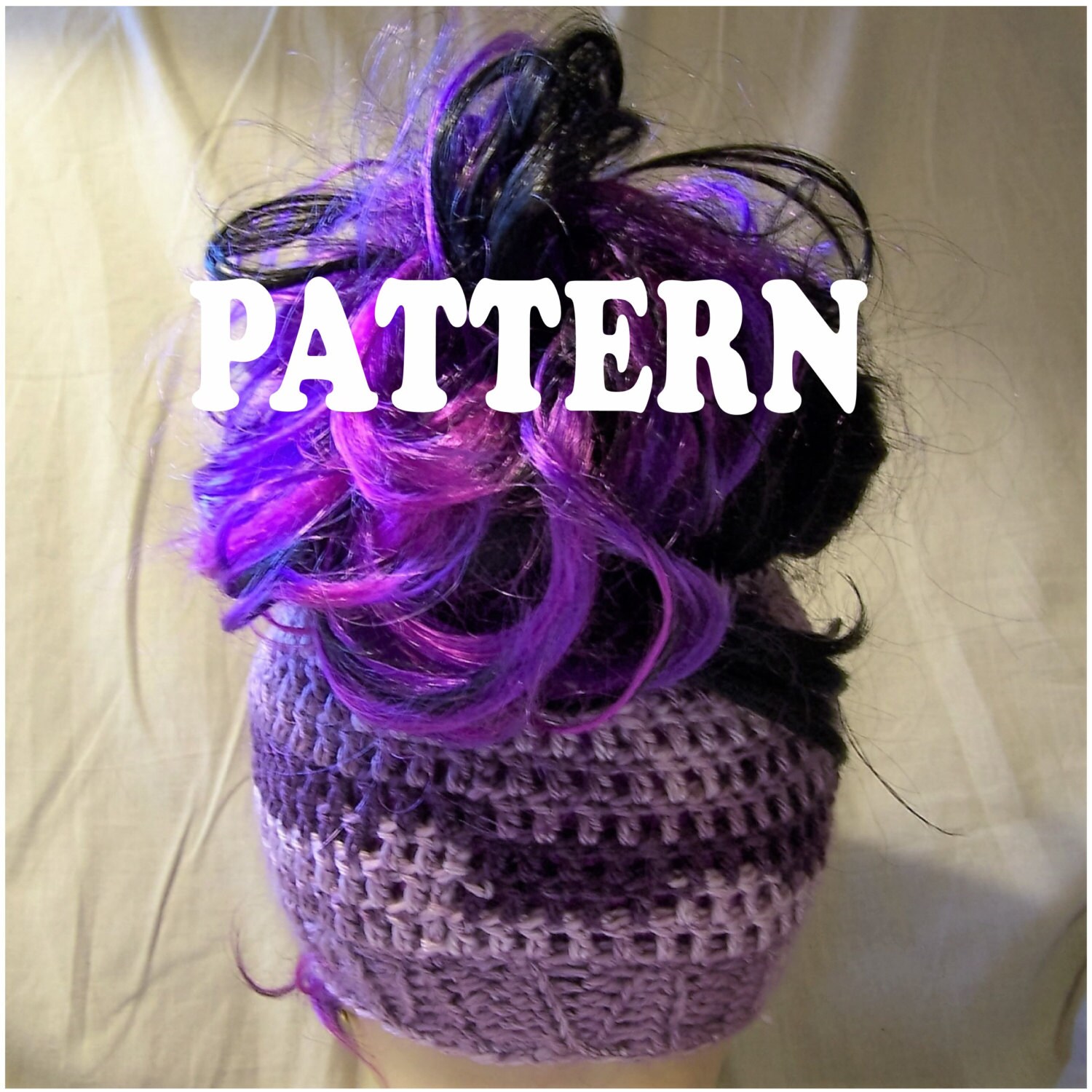 Messy Bun Hat Pattern, Poof Ball Beanie Pattern, Crochet Pattern, High ...
