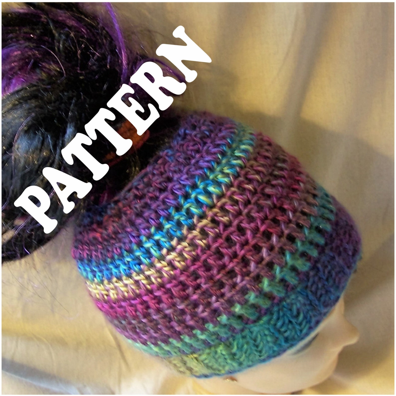 Messy Bun Hat Pattern, Poof Ball Beanie Pattern, Crochet Pattern, High ...
