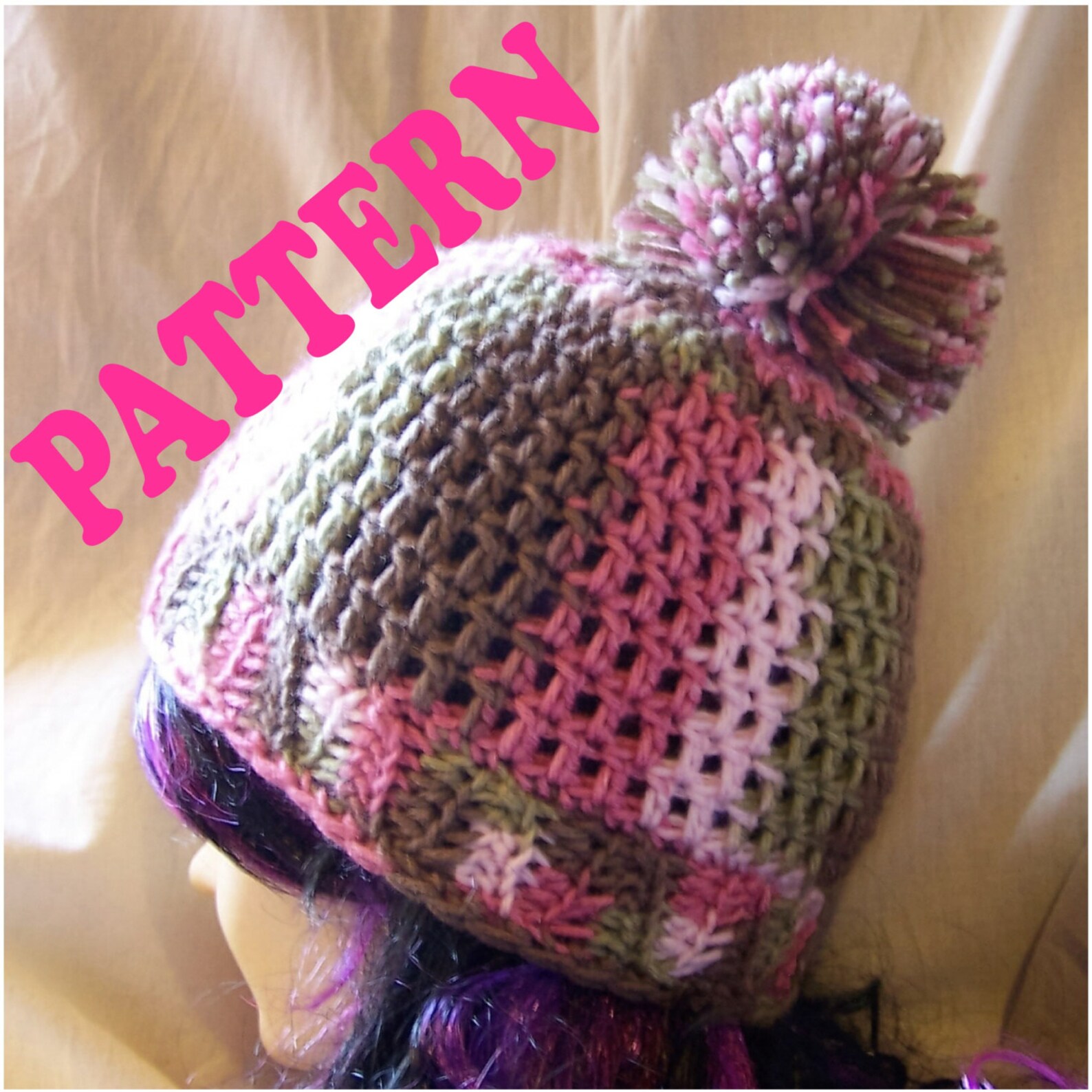 Messy Bun Hat Pattern, Poof Ball Beanie Pattern, Crochet Pattern, High ...