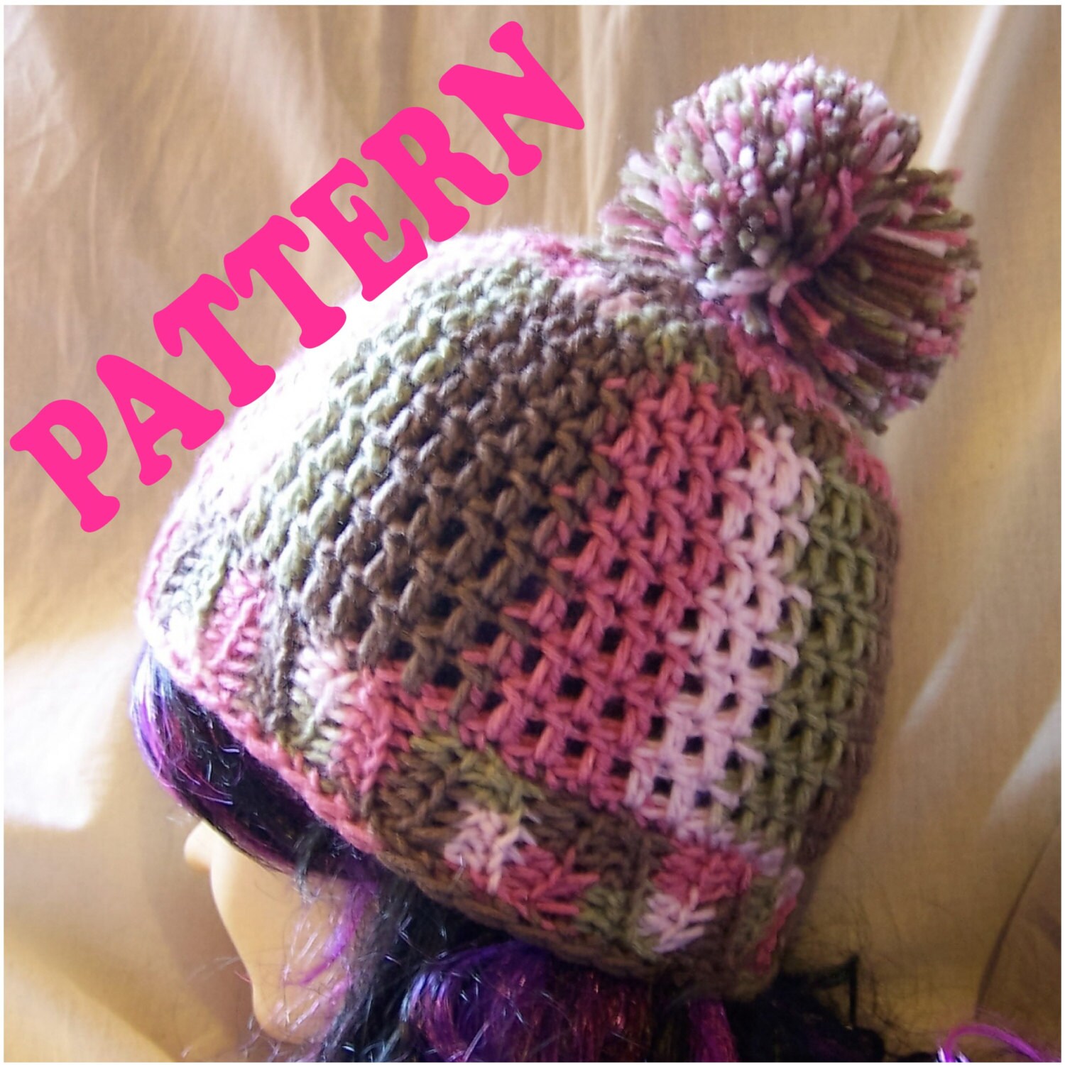 Messy Bun Hat Pattern, Poof Ball Beanie Pattern, Crochet Pattern, High ...