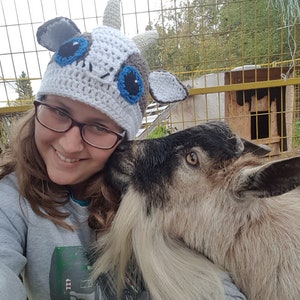 Crochet Goat Hat, Adult and Kid Size Goat Beanie, Farm Animal Hat, Goat ...
