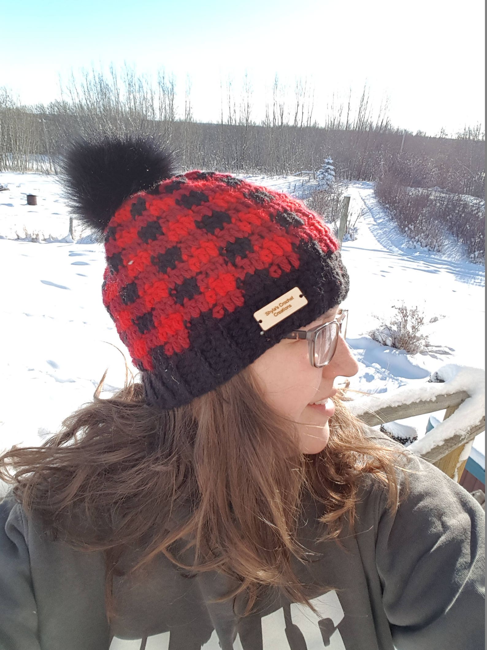 Crochet Buffalo Plaid Hat Red Buffalo Plaid Toque - Etsy Canada