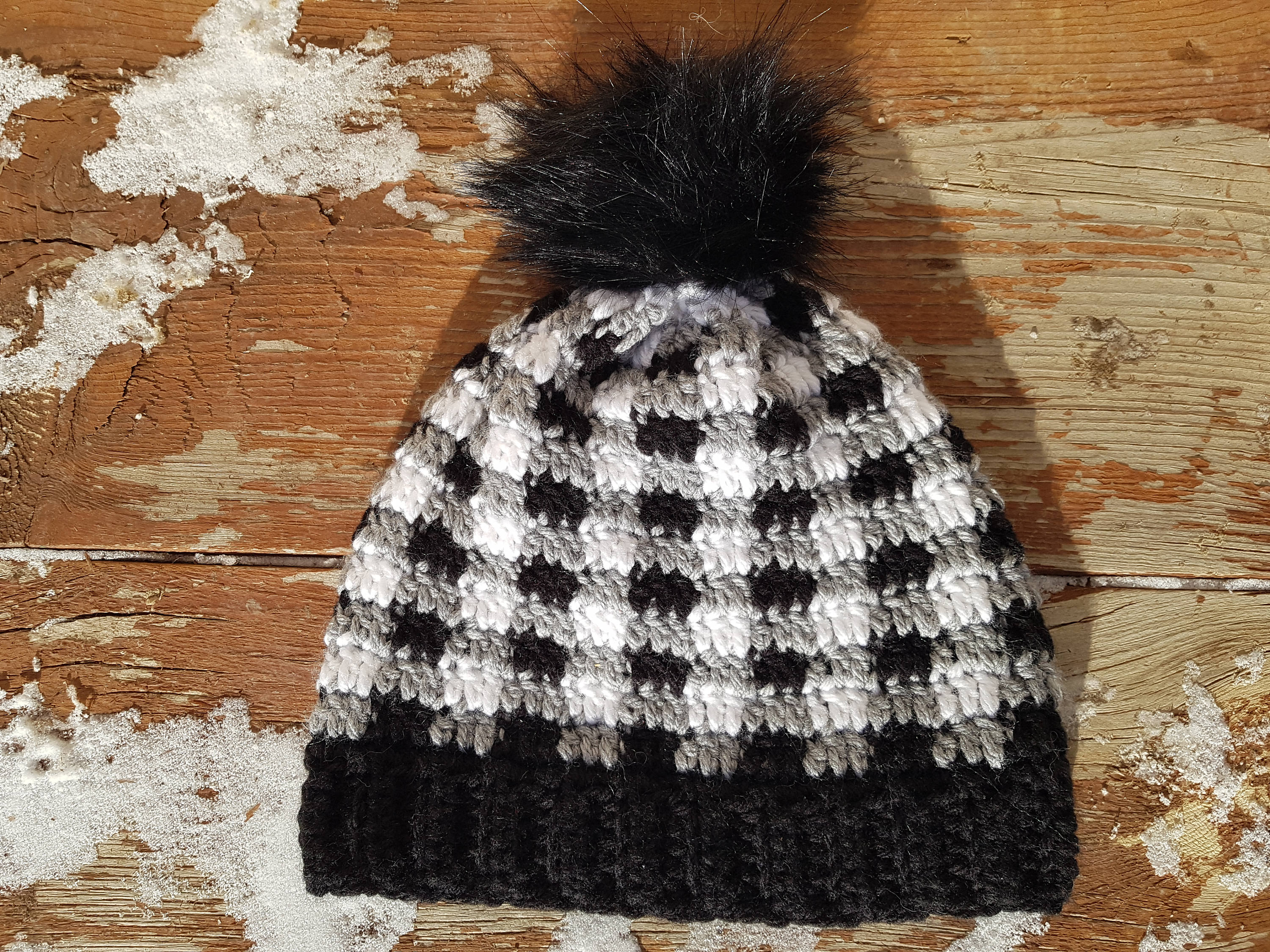 Crochet Buffalo Plaid Hat Red Buffalo Plaid Toque - Etsy Canada