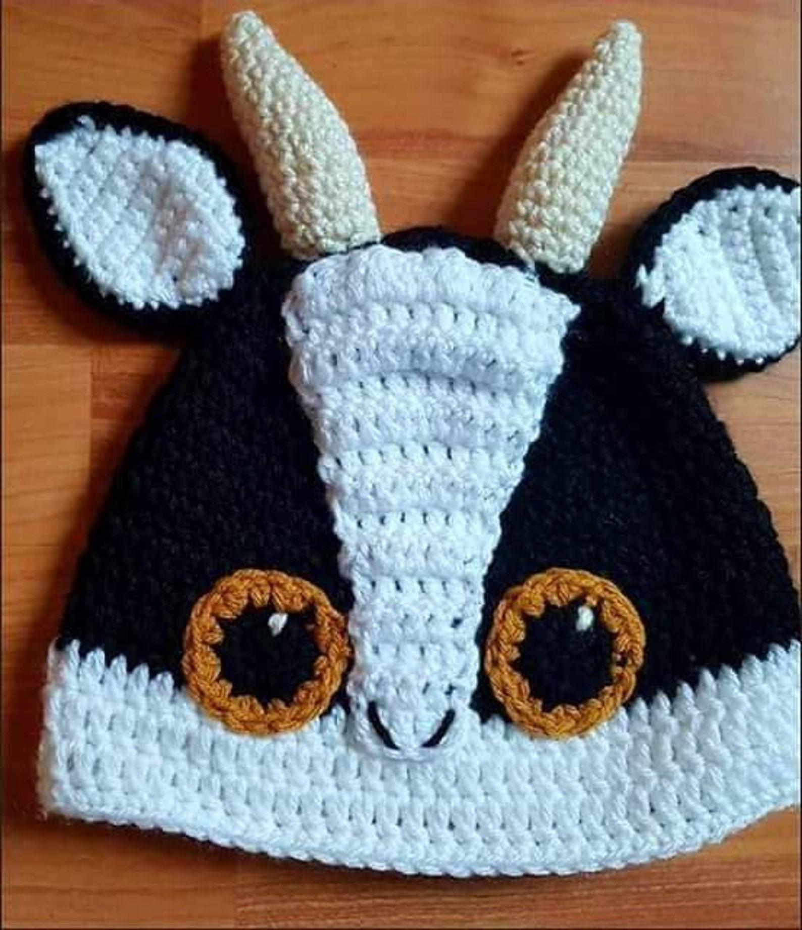 Crochet Goat Hat, Adult and Kid Size Goat Beanie, Farm Animal Hat, Goat ...