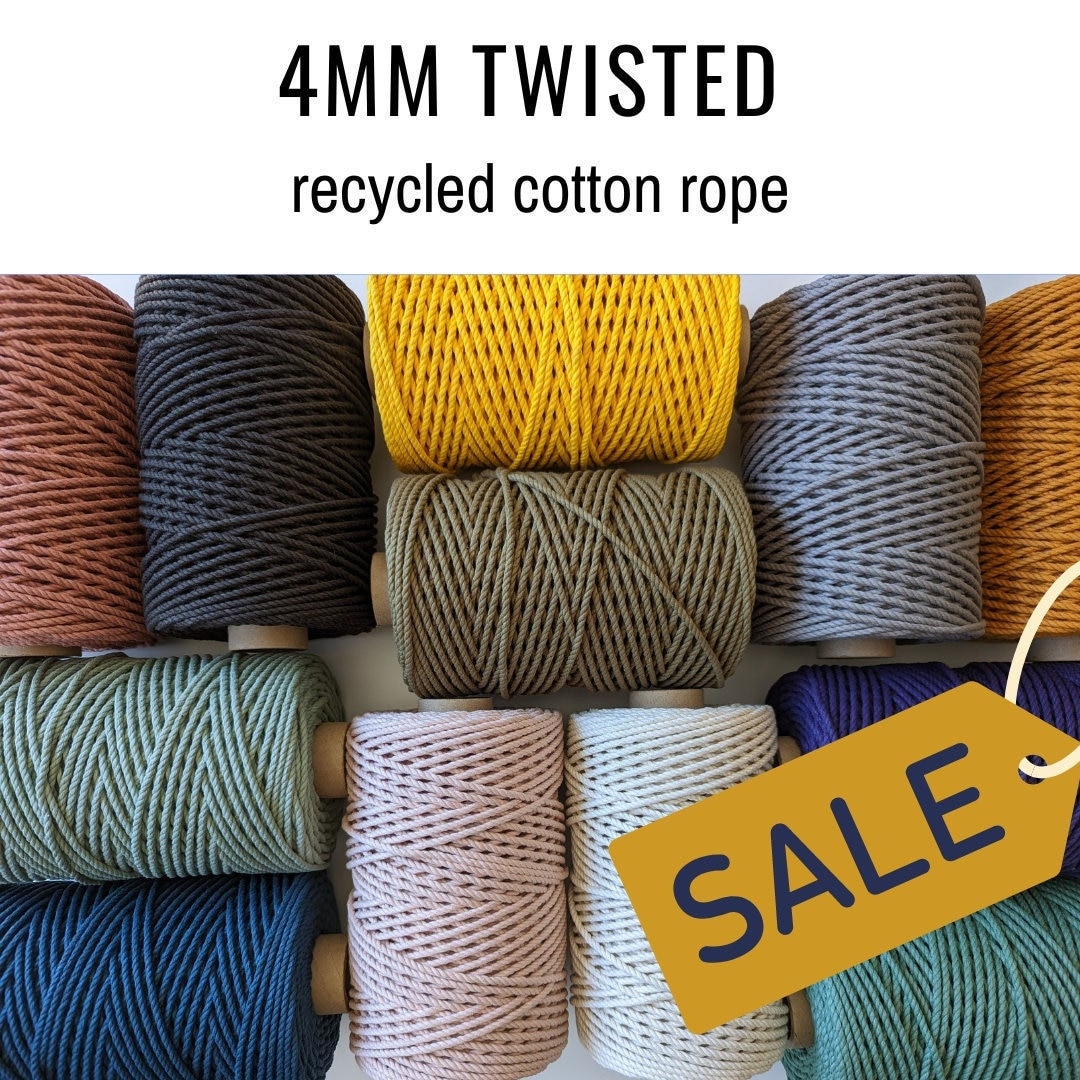 4mm Twisted Cotton Rope Recycled Cotton Macrame Rope Macrame - Etsy