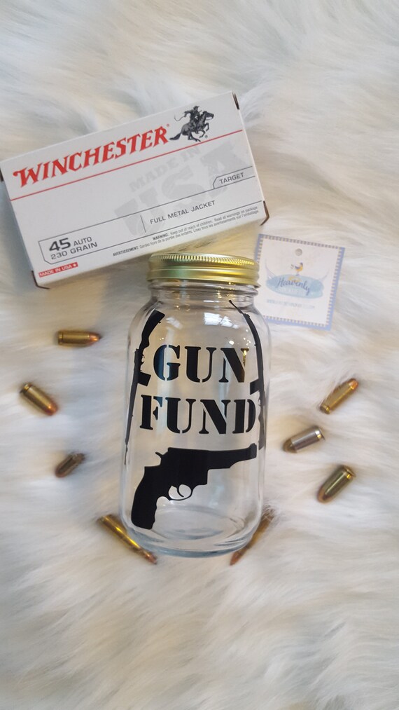 Gun Fund Mason Jar // Gun Money Jar // Gun Savings Bank // | Etsy