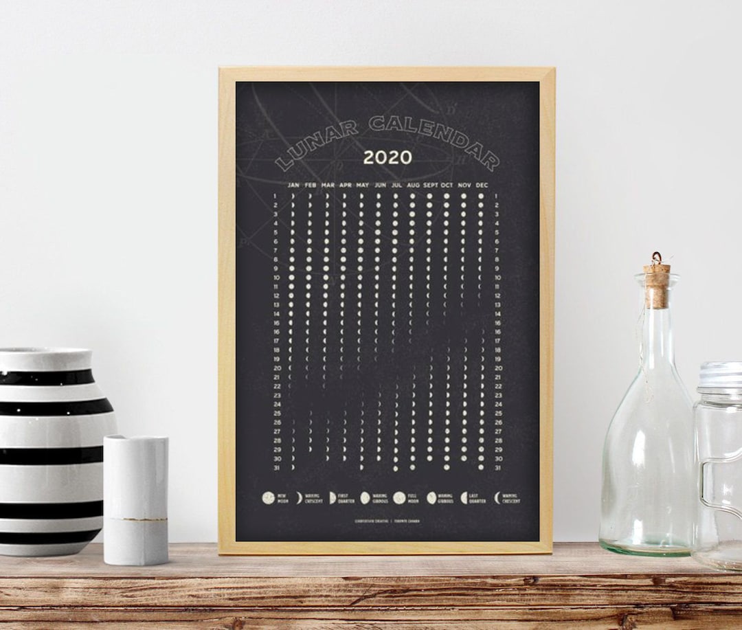 MOON PHASES 2020 Lunar Calendar Print/poster - Etsy