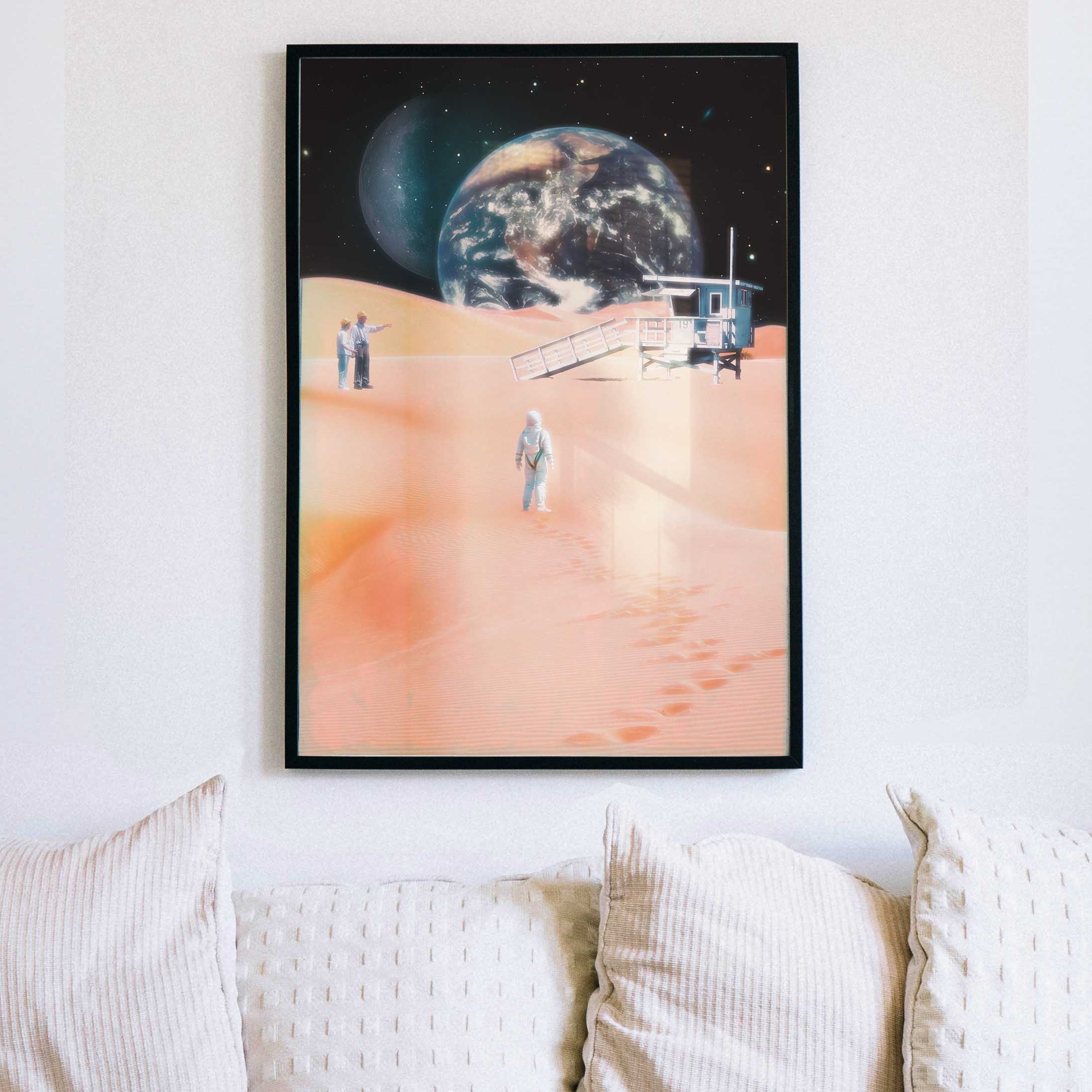 Astronaut | Space Collage | Beach | Retro Poster | Moon | Futurism | Collage | Planets ...