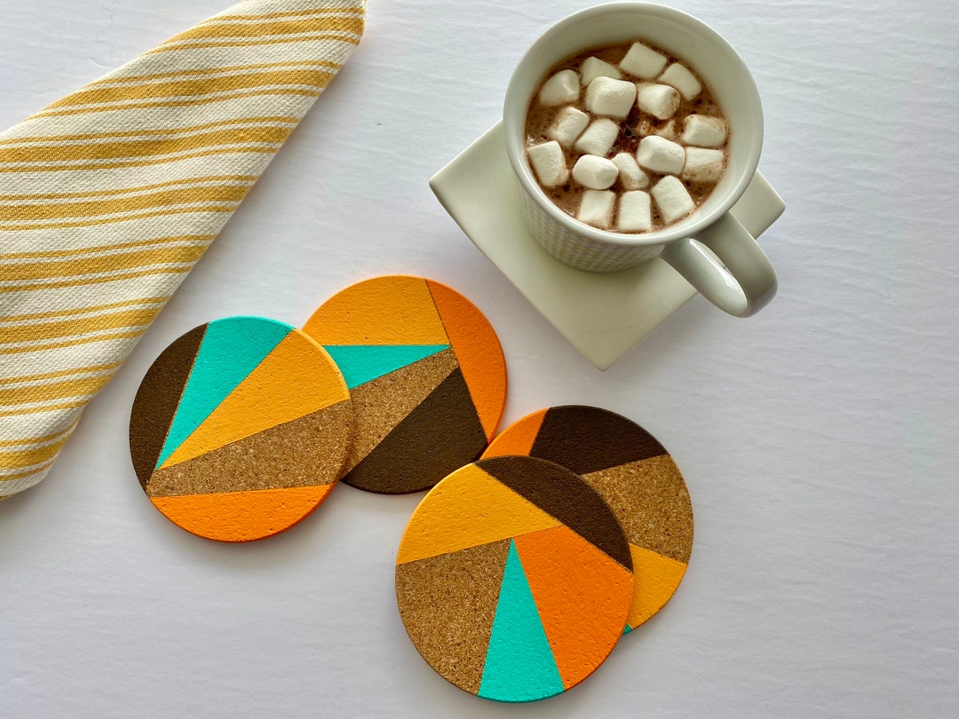 Personalized Geometric Coasters Bar Cart Accessories Personalized Hand ...