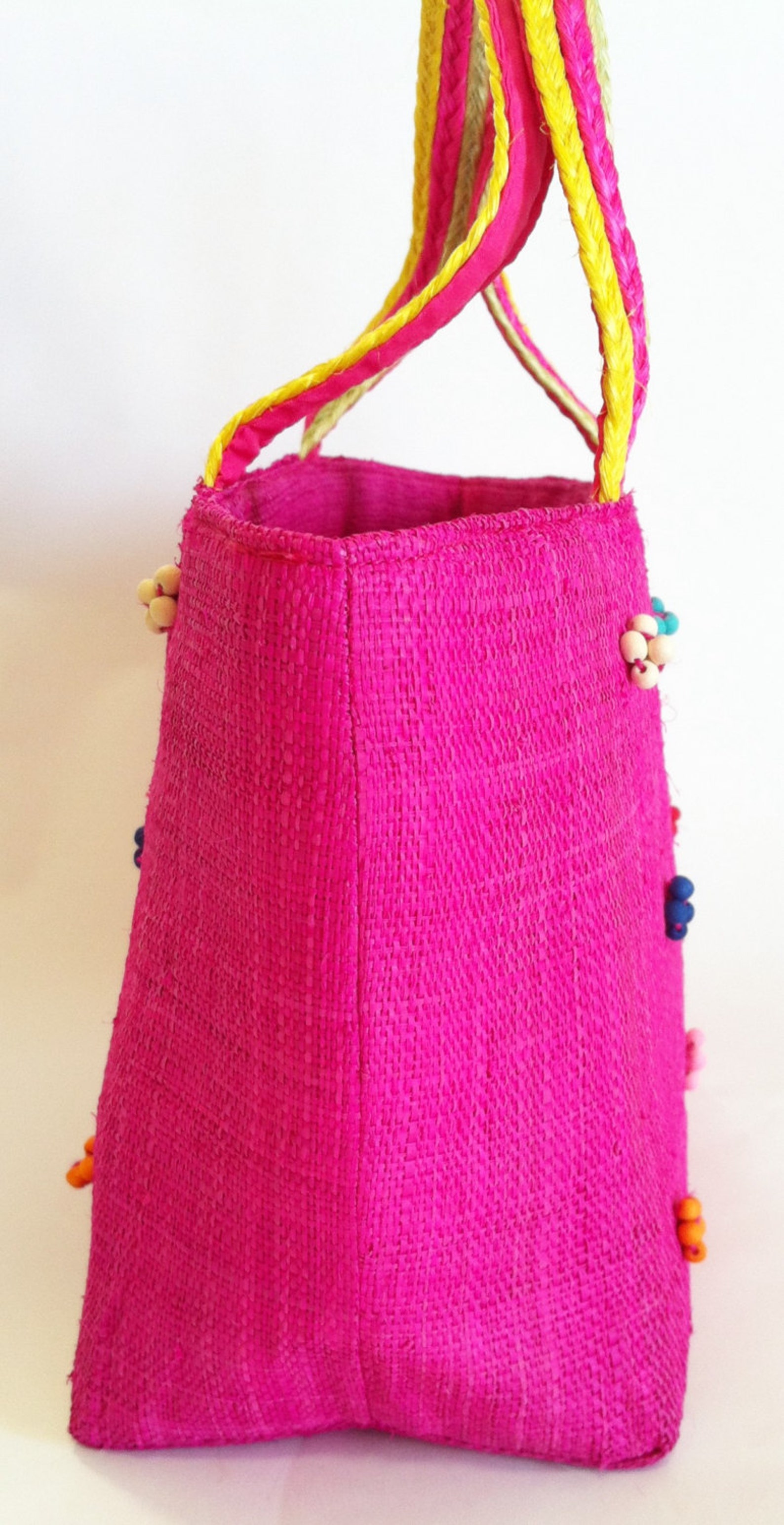 Abaca Bariw Fuchsia Pink Beaded Ethnic Purse Handbag Tote Ethnic Bag ...