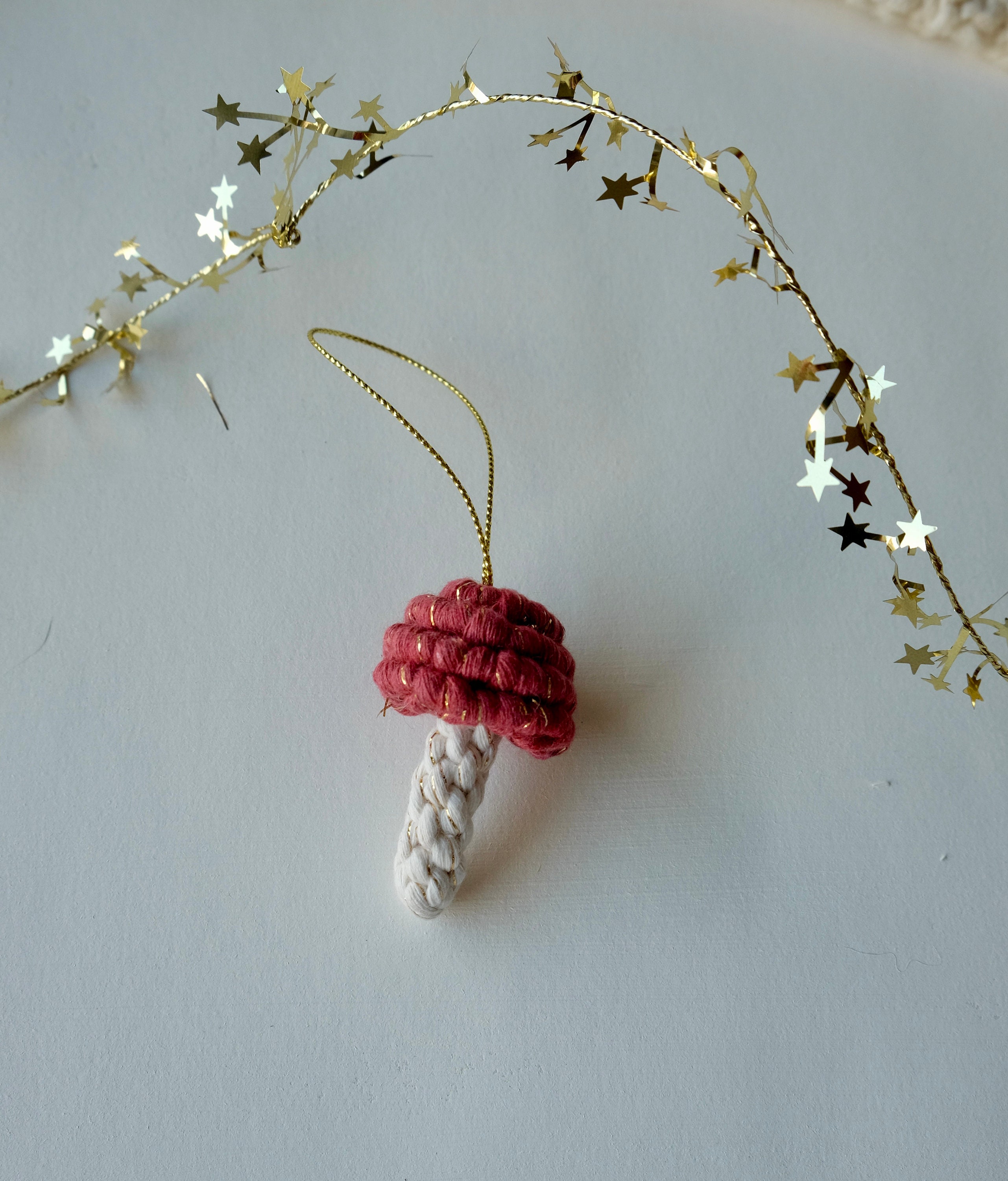 Macrame Mushroom Ornament, Mushroom Ornament, Mushroom Decor, Cottage ...