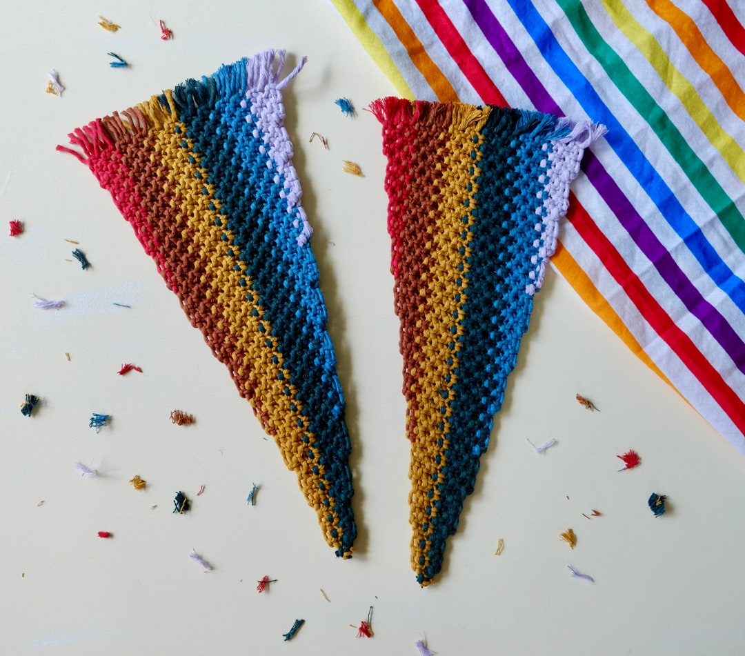 Macrame Pride Pennant, Macrame Pennant, Pride Flag, Rainbow Flag ...
