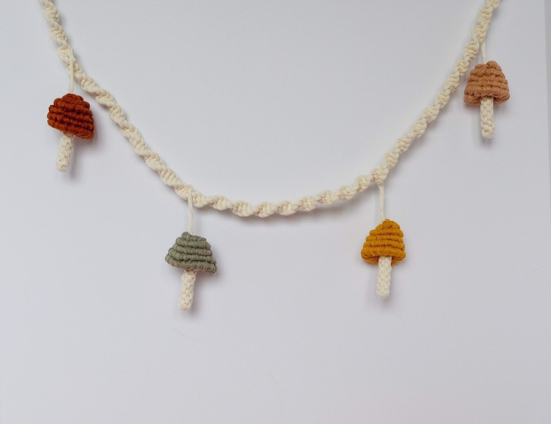 Macrame Mushroom Garland, Mushroom Decor, Macrame Garland, Colorful ...