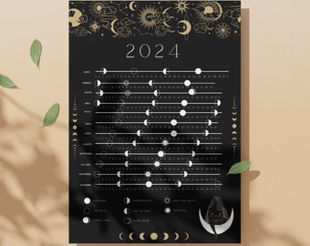 2024 Lunar Calendar With Phases - Etsy