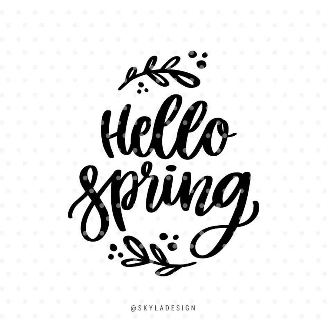 Hello Spring SVG Cut File, Flourish Clipart - Etsy