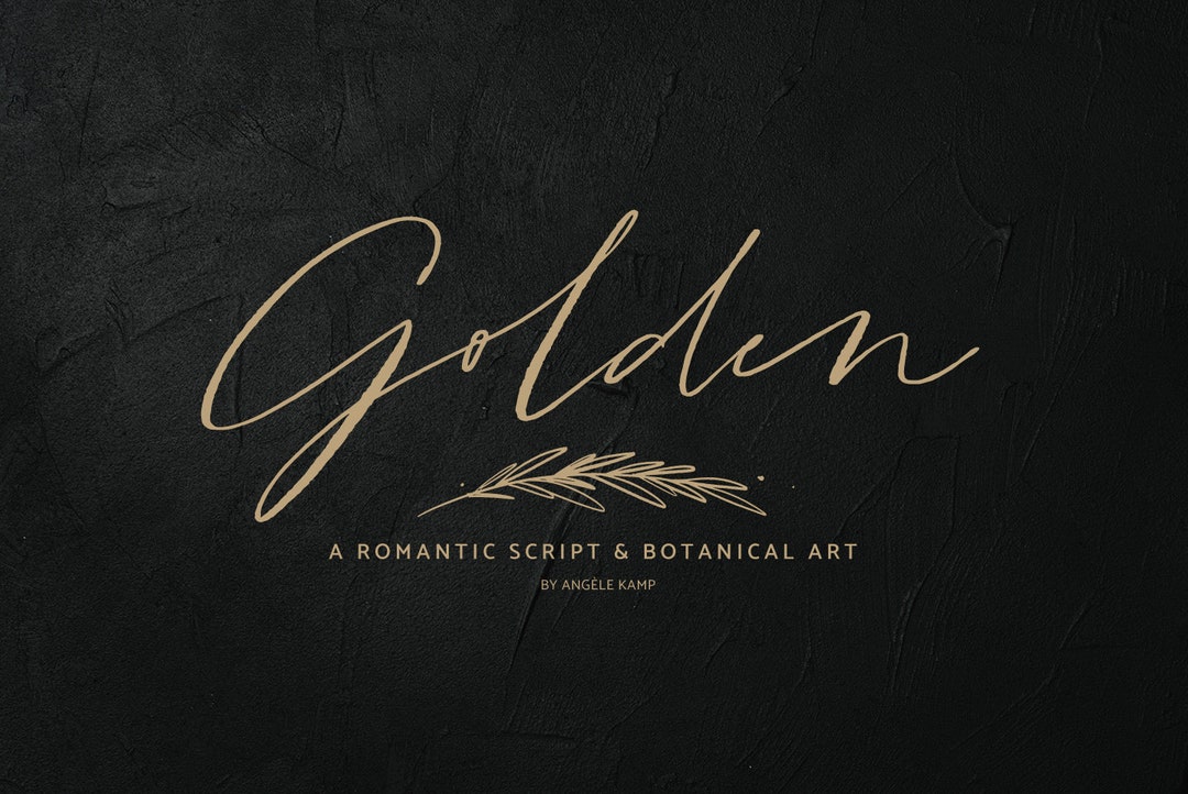 Golden, a Romantic Script & Illustration Art - Etsy