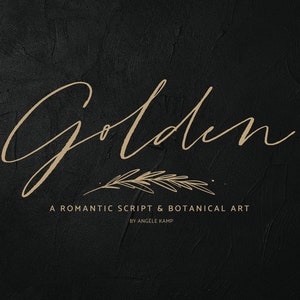Golden, a Romantic Script & Illustration Art - Etsy