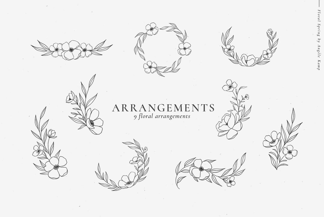 Floral Spring Set, Illustrations Wreaths & Arrangements, Flourish ...