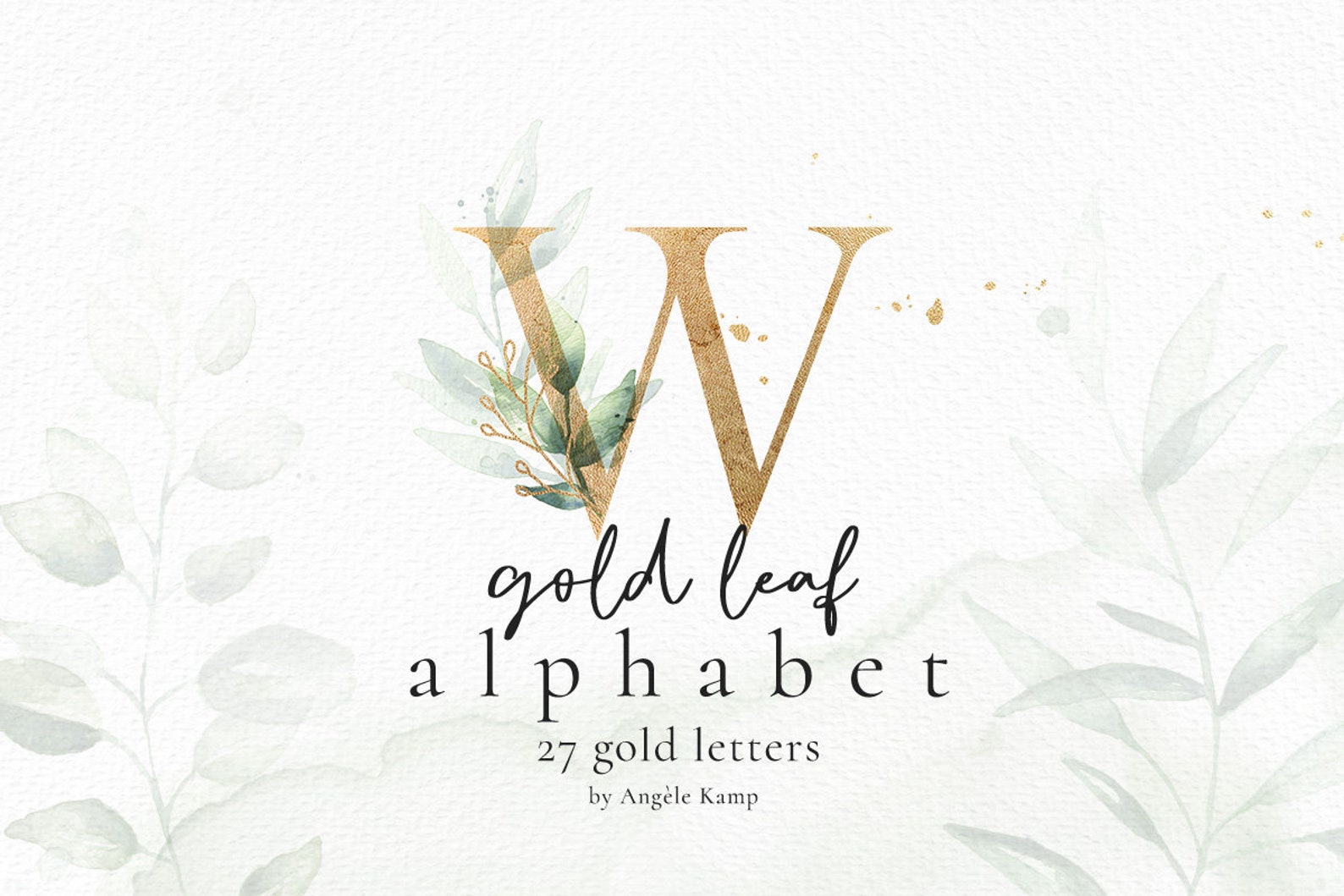 Gold Leaf Set Watercolor Alphabet Letters Clipart - Etsy