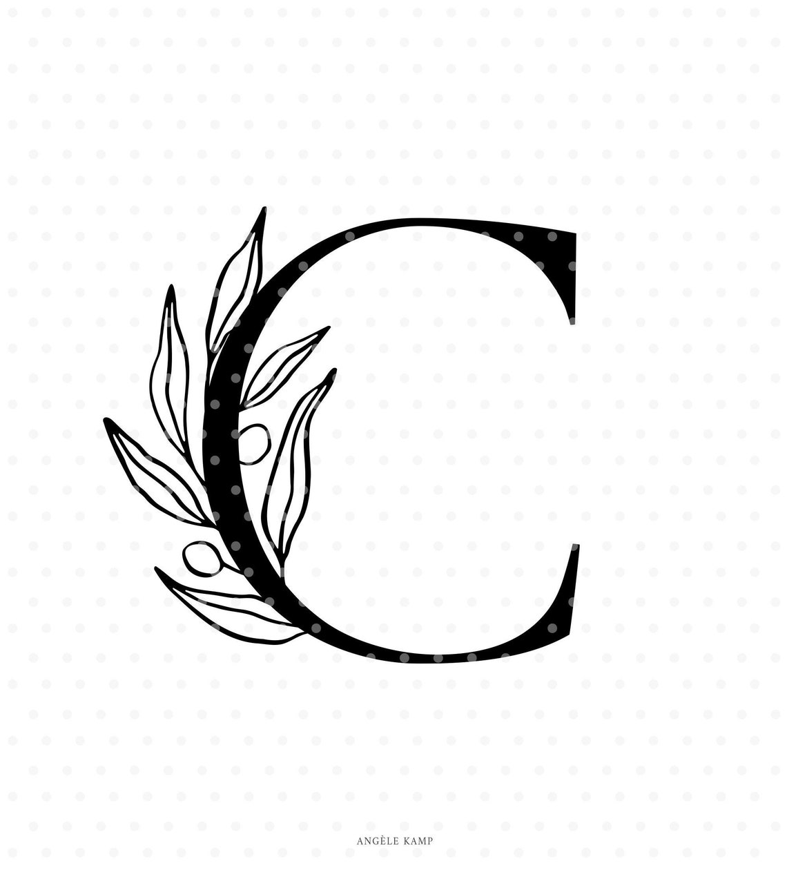 Letter C Svg Cutfile, Alphabet Initial Monogram With Olive Branch ...