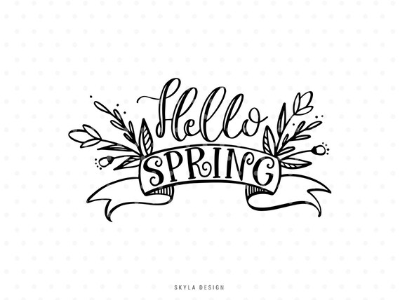 Hello Spring Svg cutfile floral banner | Etsy
