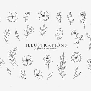 Floral Spring Set Illustrations Flower Clipart Bundle - Etsy