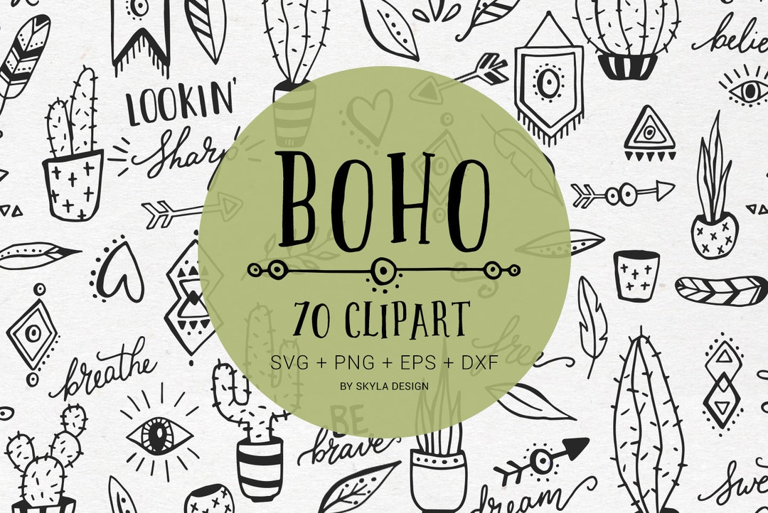 Boho Clipart Svg, Tribal Clipart, Clipart Borders, Cactus Clipart ...