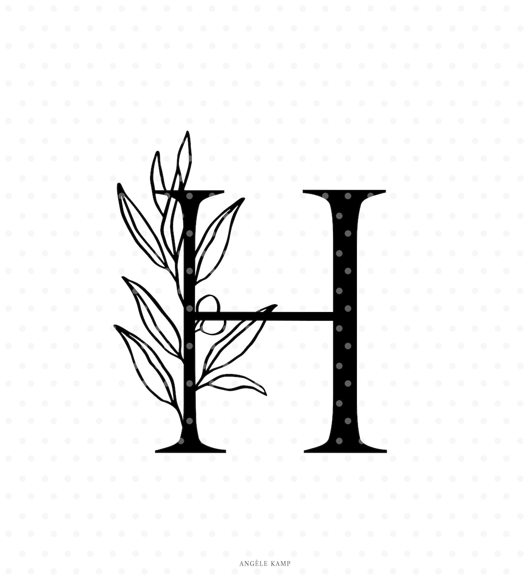 Letter H Svg Cutfile, Alphabet Initial Monogram With Olive Branch ...