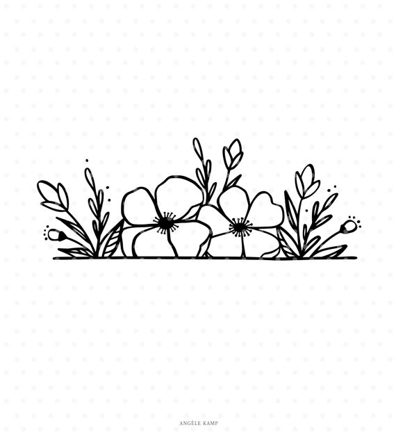 Spring Flowers Clip Art Black And White Borders