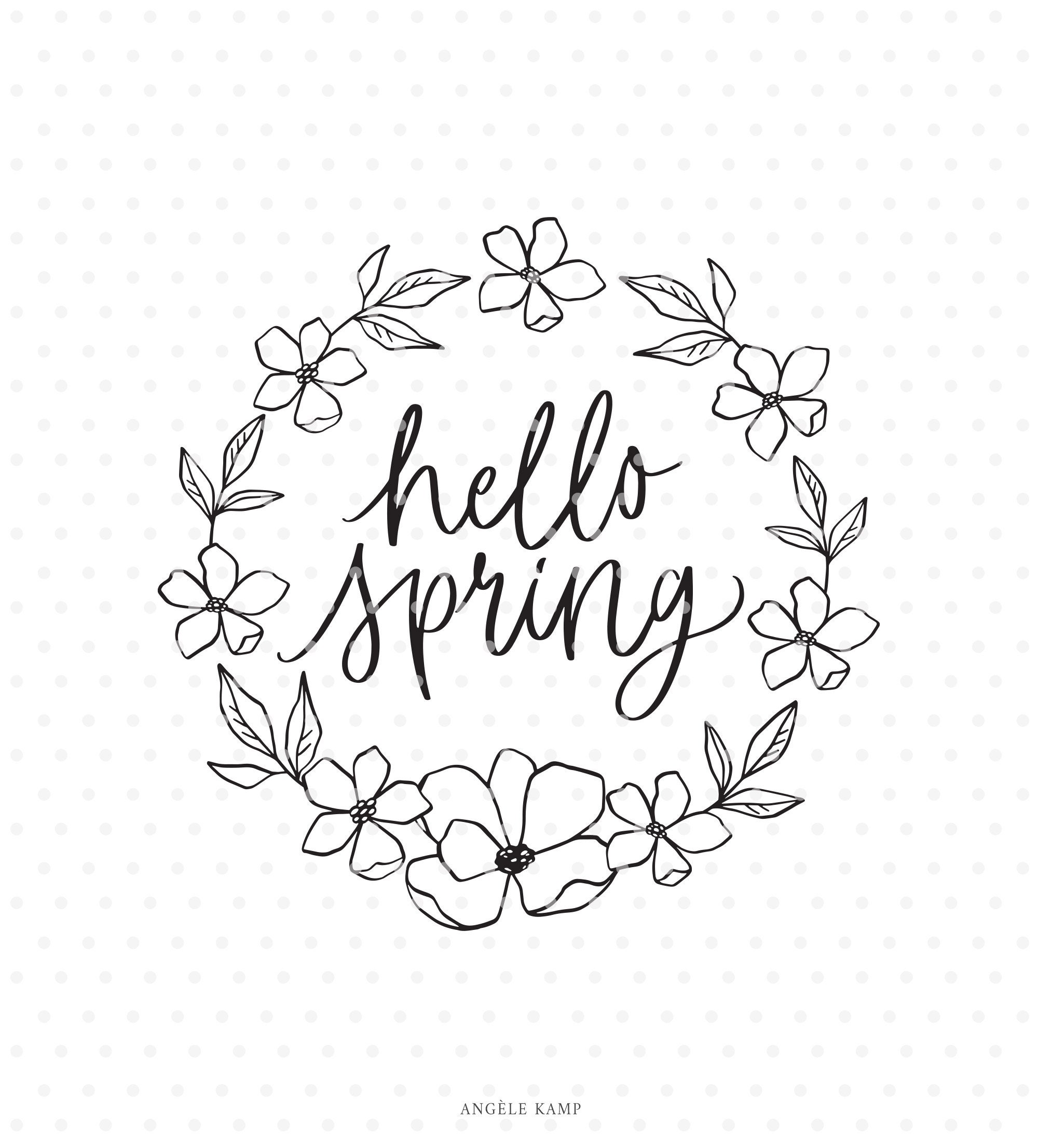Hello Spring Flower Wreath Svg Cut File Clipart - Etsy