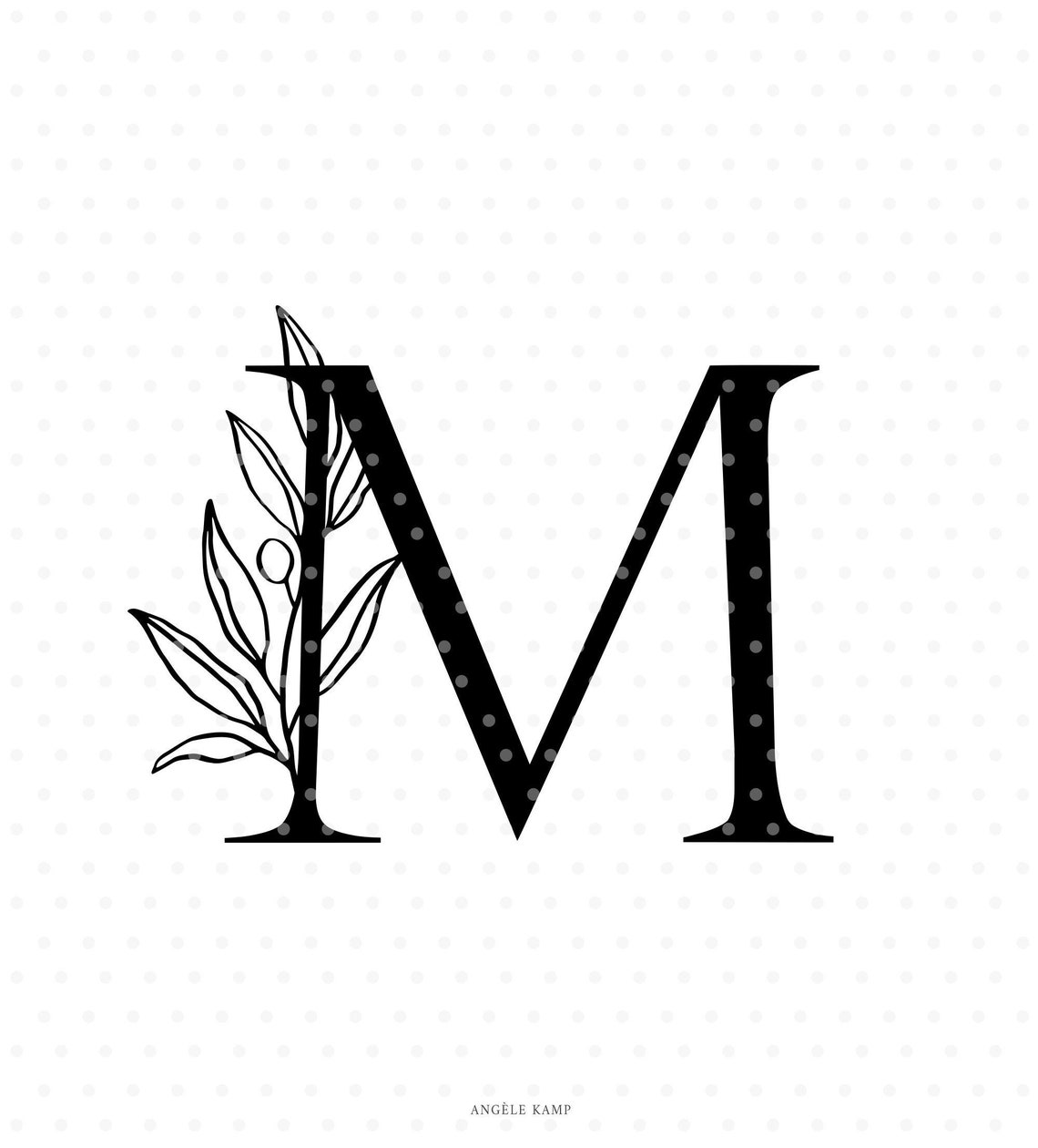 Letter M Svg Cutfile, Alphabet Initial Monogram With Olive Branch ...