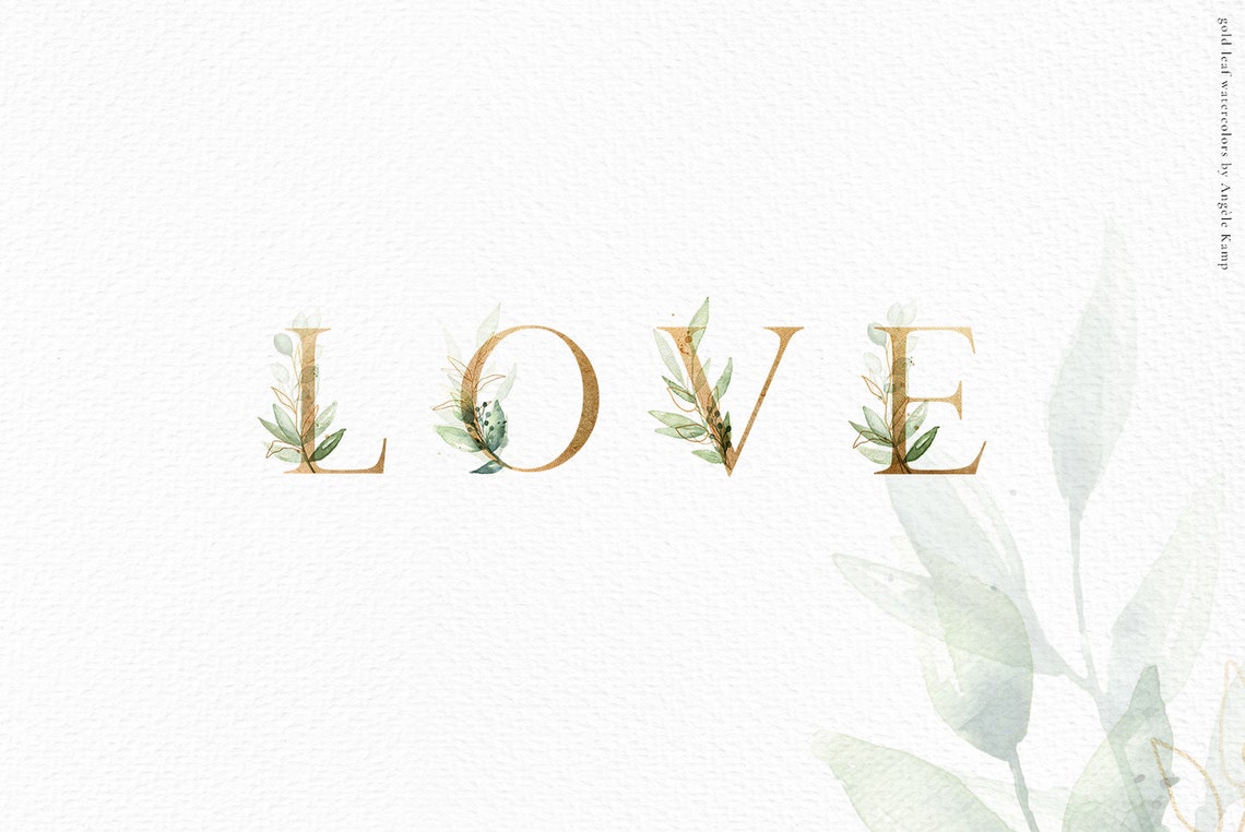 Gold Leaf Set Watercolor Alphabet Letters Clipart - Etsy