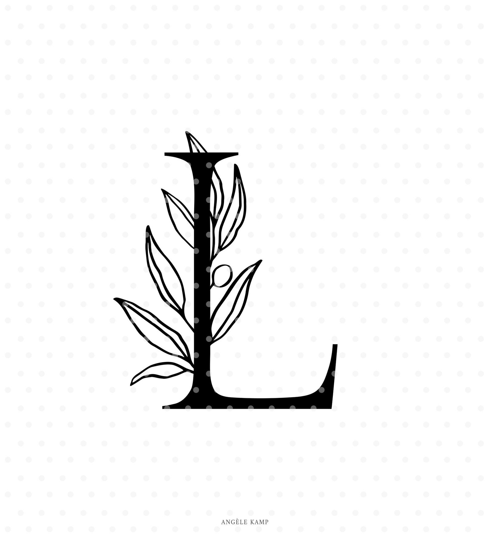 Letter L Svg Cutfile, Alphabet Initial Monogram With Olive Branch ...