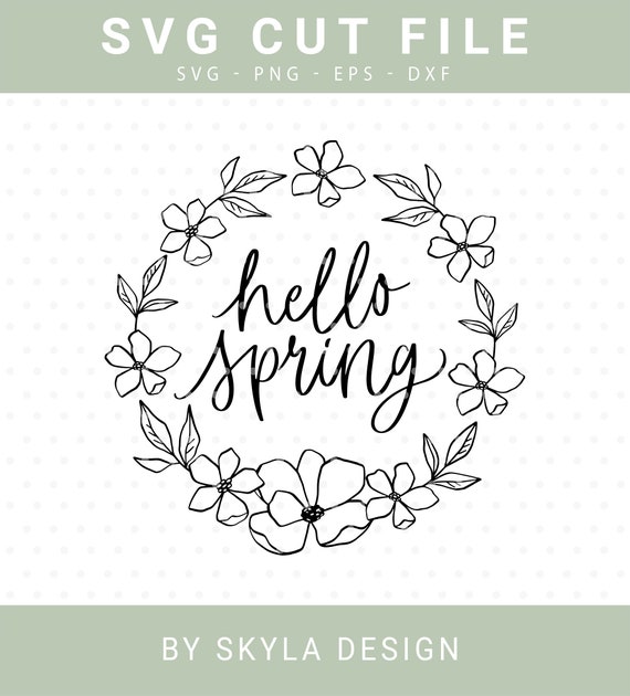 Hello spring flower wreath Svg cut file clipart | Etsy