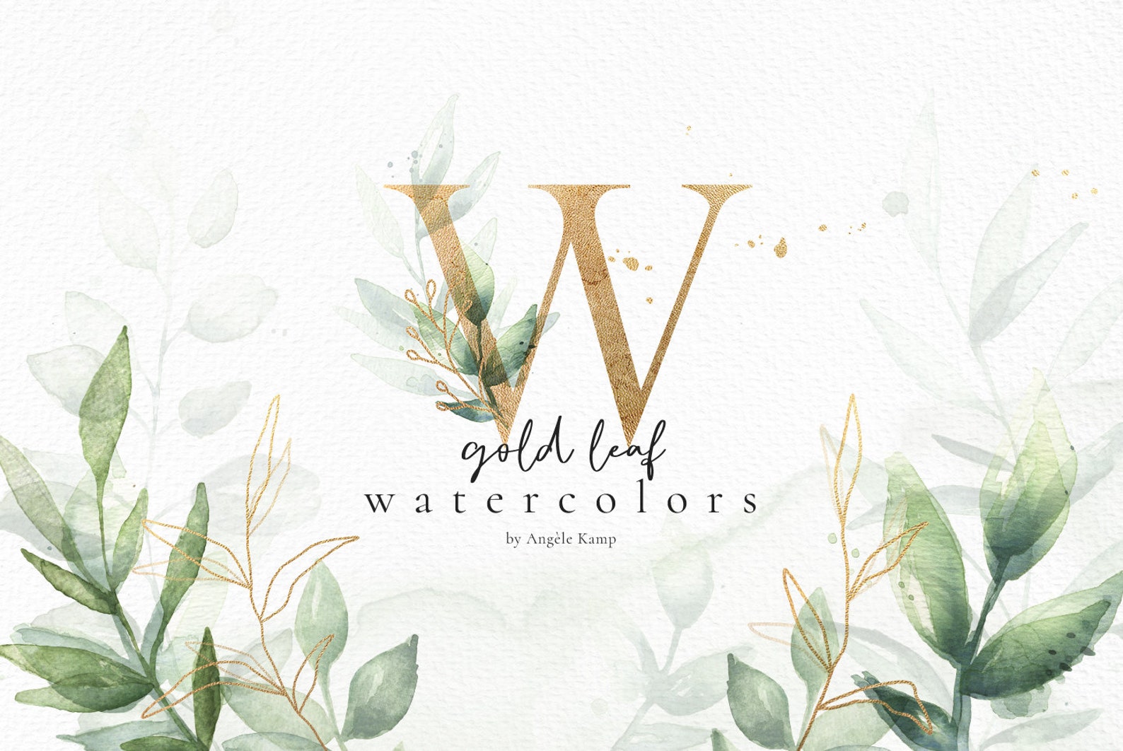 Gold Leaf Watercolor Collection Alphabet Art Wedding - Etsy