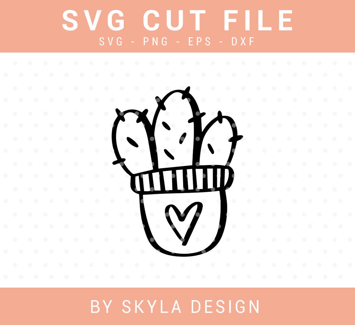 Cactus in Pot Heart Clipart Svg Cut File for Silhouette and - Etsy