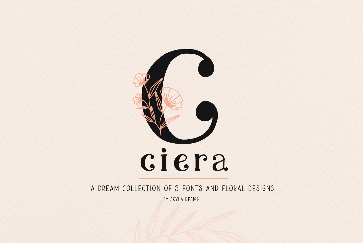 Ciera Font Collection Logo Templates Floral Clipart | Etsy
