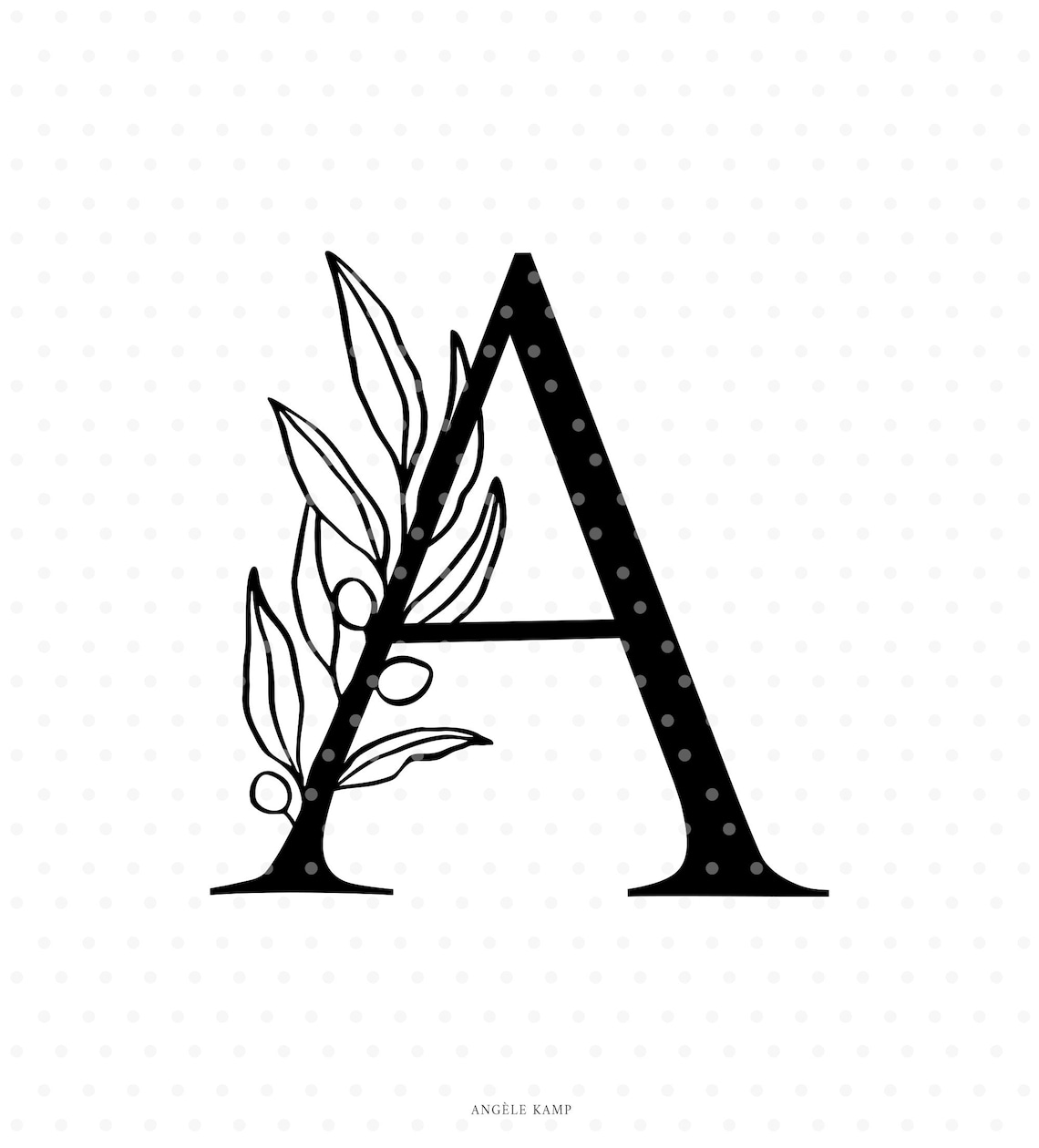 Letter A Svg Cutfile Alphabet Initial Monogram With Olive | Etsy