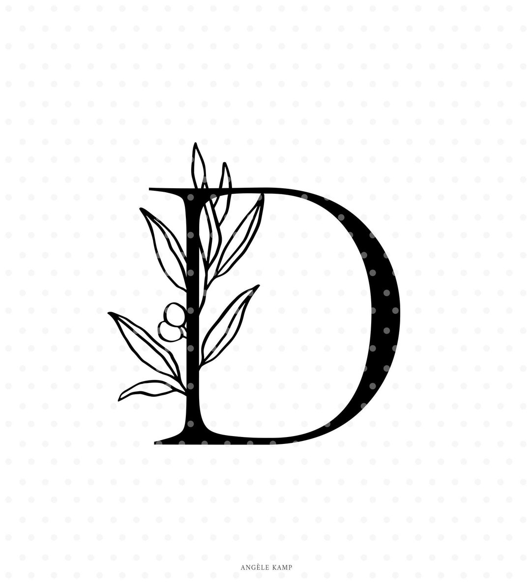 Letter D Svg Cutfile, Alphabet Initial Monogram With Olive Branch ...