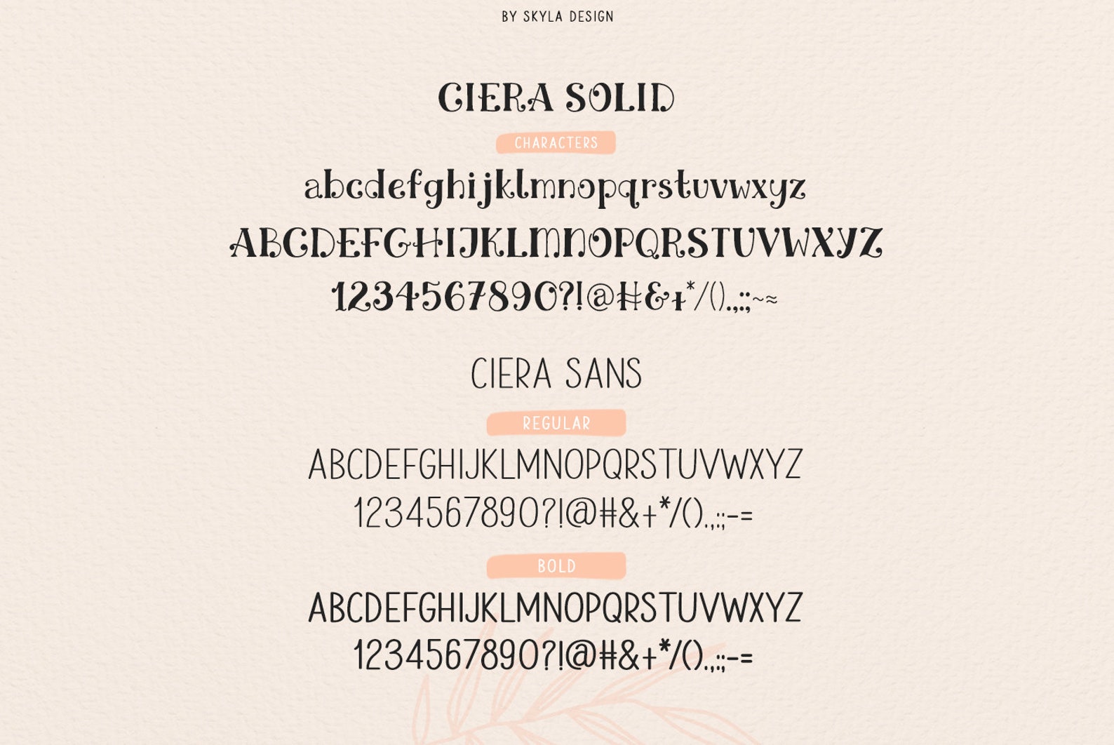 Ciera Font Collection Logo Templates Floral Clipart | Etsy