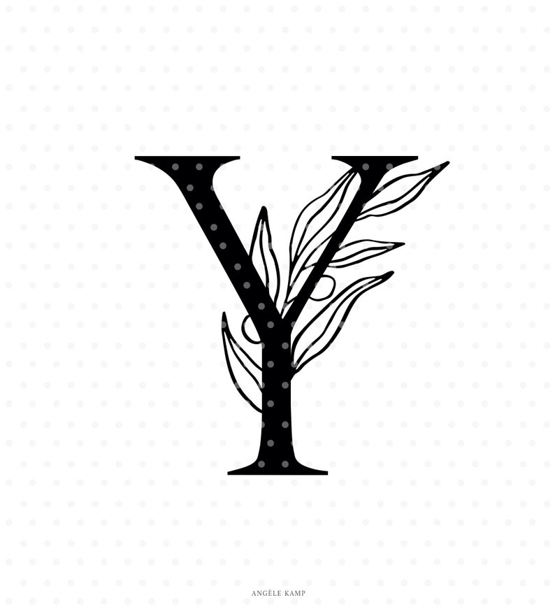 Letter Y Svg Cutfile, Alphabet Initial Monogram With Olive Branch ...