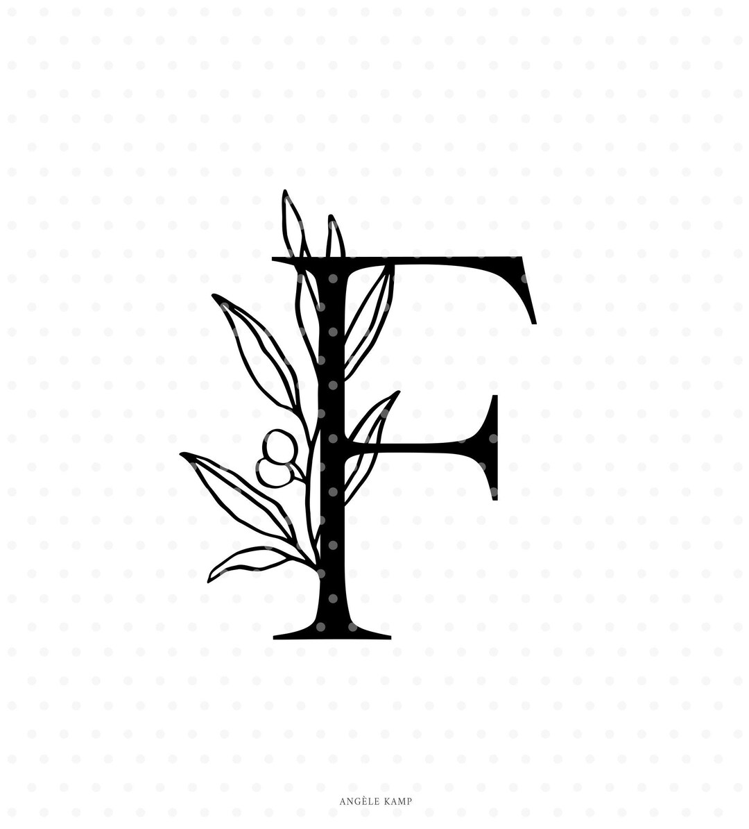 Letter F Svg Cutfile, Alphabet Initial Monogram With Olive Branch ...