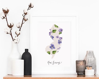 New Jersey Violet Ink Sketch Print / Printable / Art / Digital Download ...