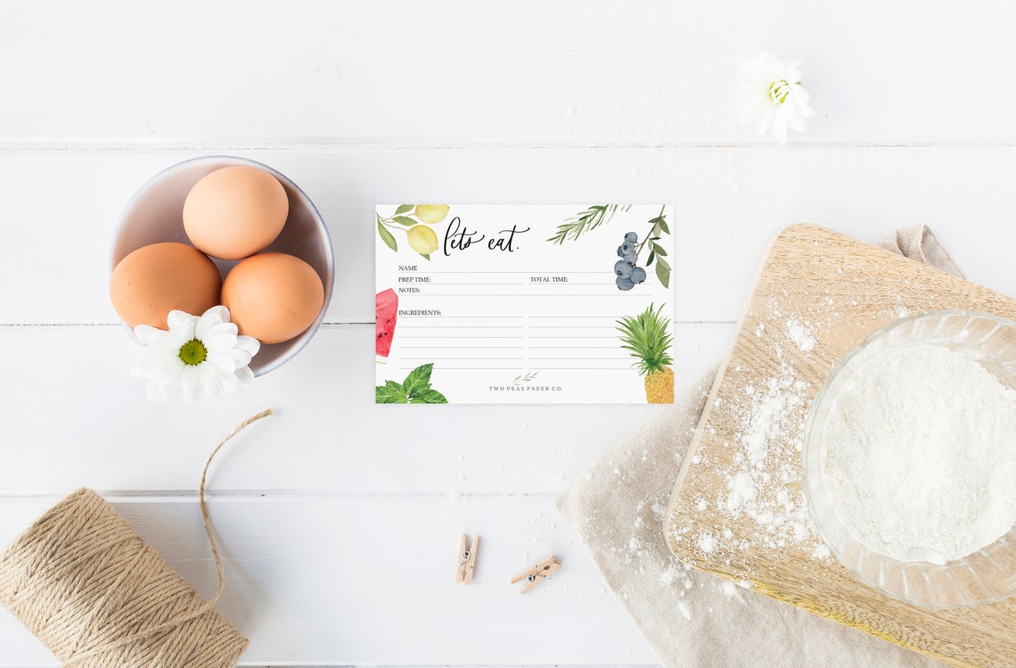 Watercolor Customizable Recipe Cards - Etsy