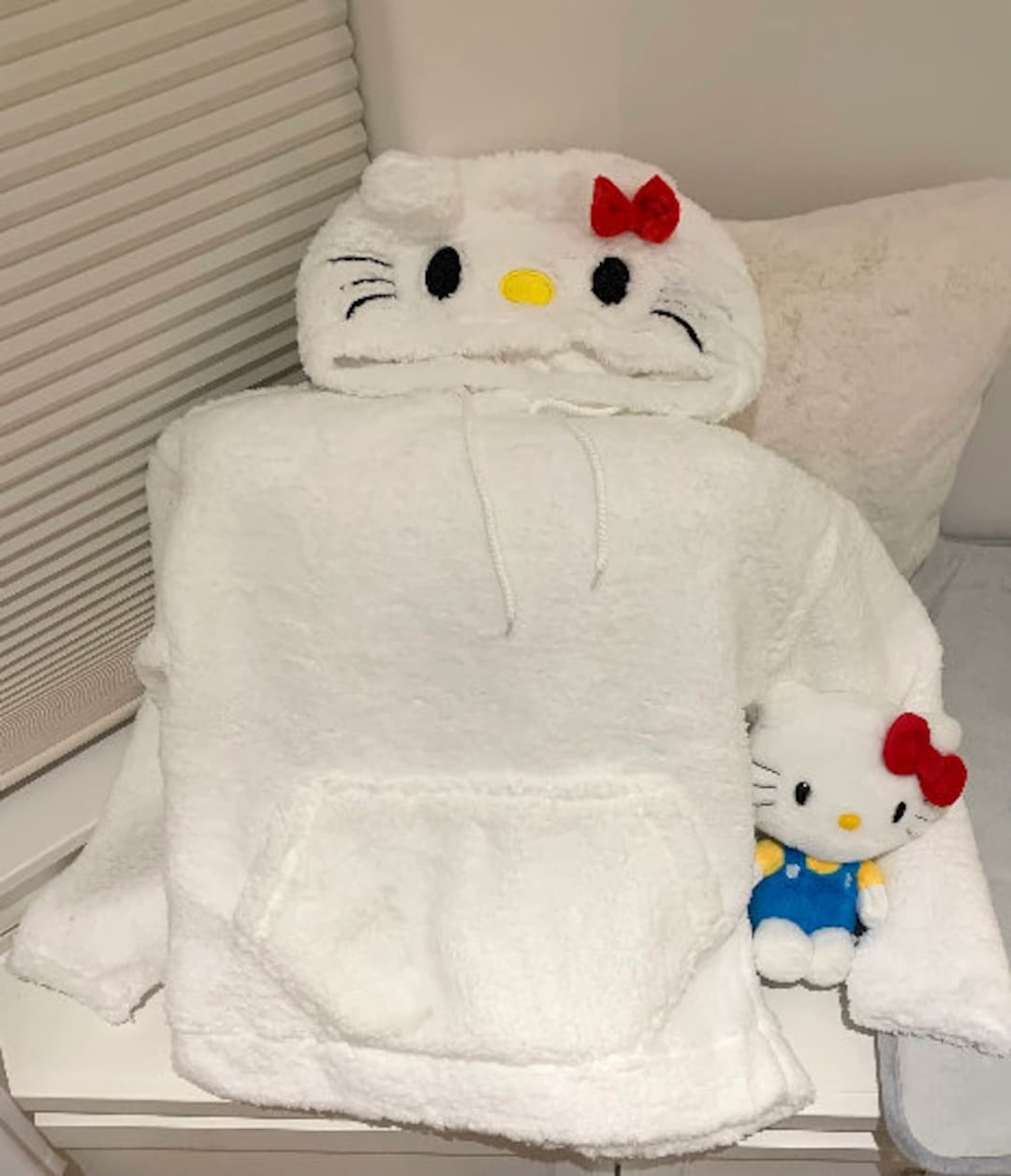 Hello Kitty White Cat Inspired Fluffy Hoodie - Etsy