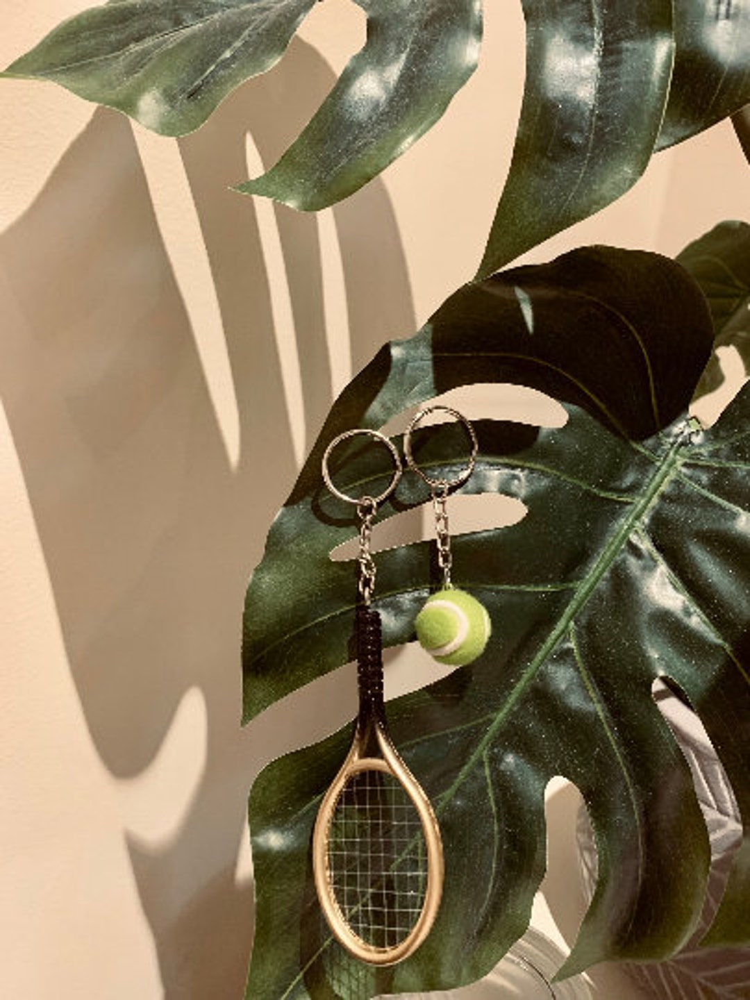 Cute Tennis Racket and Tennis Ball Keychain - Etsy